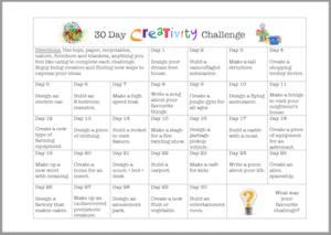 30 Day Creativity Challenge for Kids {Free Printable} - Moments A Day