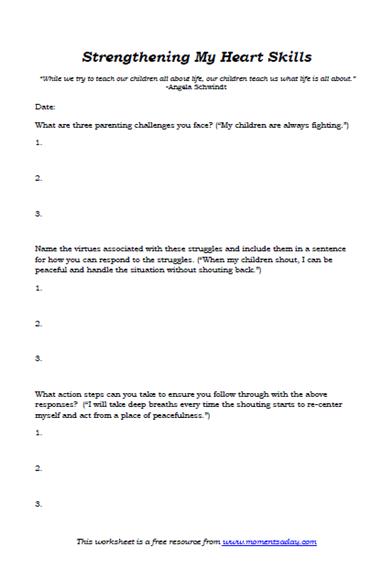 Free Character Building Worksheets (For Parents and Children) - Moments ...