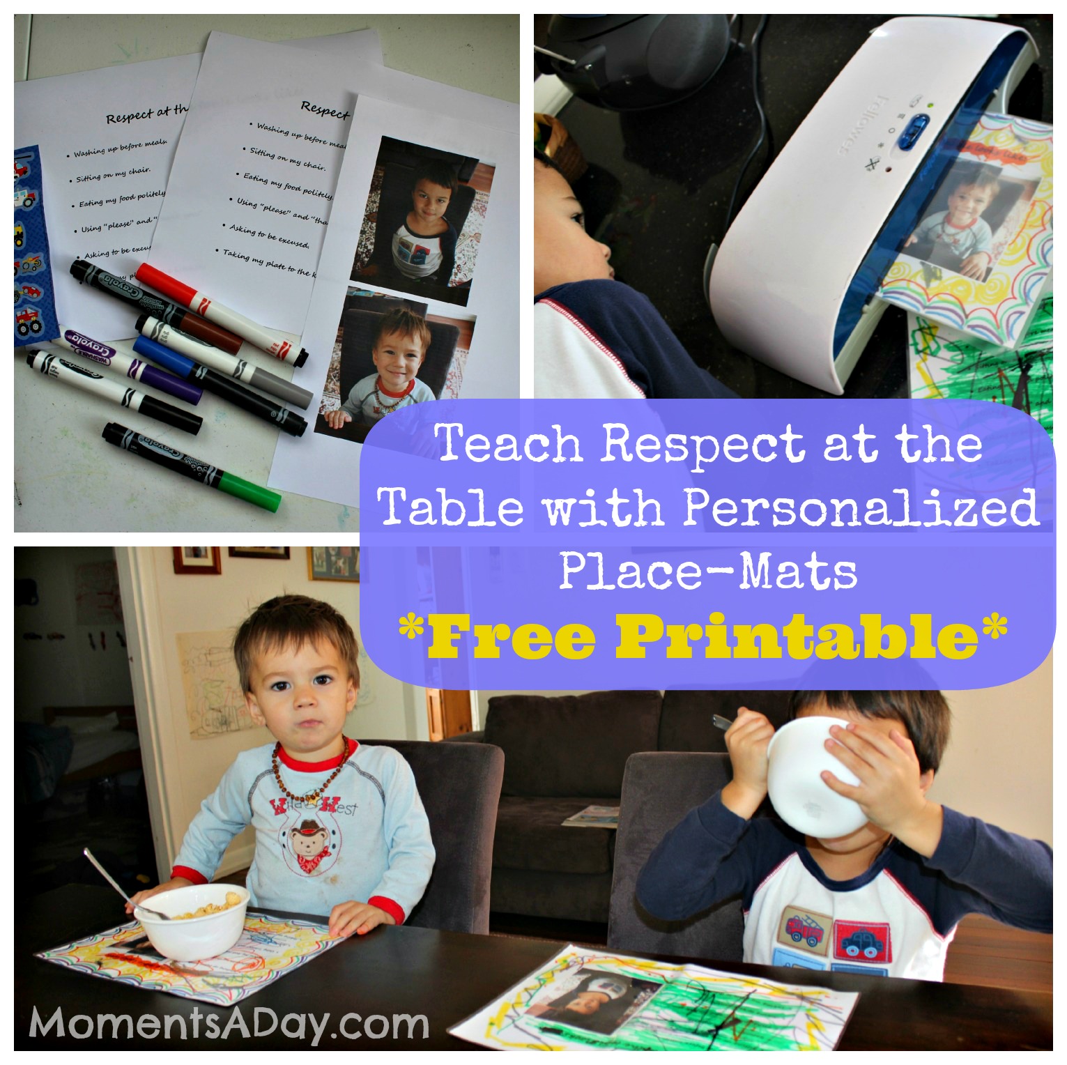 {Homemade Place-Mat Printable} Encourage Respectful Behavior At The ...