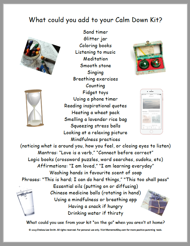 Free Printables to Create a Calm Down Kit for Parents - Moments A Day